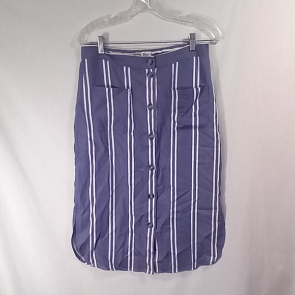 Marine Layer | Skirts | Marine Layer Navy White Striped Tess Midi Skirt ...